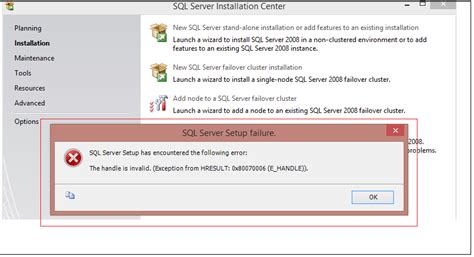 Sql Server 2008 Setup The Handle Is Invalid