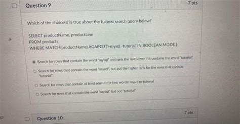 Solved Sql Which Of The Choice S Is True About The Fullt