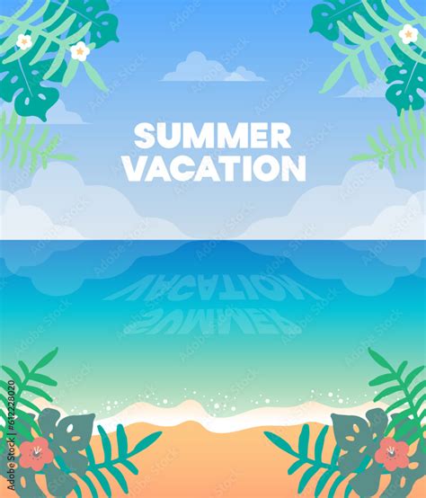 여름 바다 해변 배경 일러스트 벡터 Stock Vector Adobe Stock