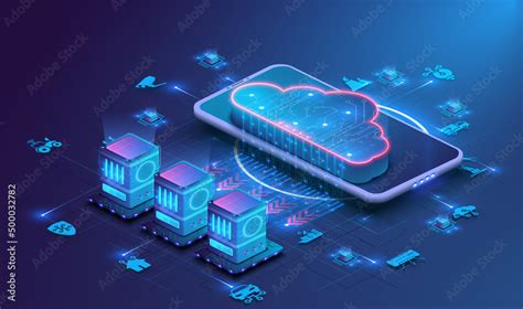 Data Processing Center Cloud Computing Technologies Connecting Server Farm To The Internet
