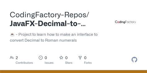 GitHub CodingFactory Repos JavaFX Decimal To Roman Numerals Project To Learn How To Make