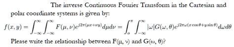 SOLVED The Inverse Continuous Fourier Transform In The Cartesian And