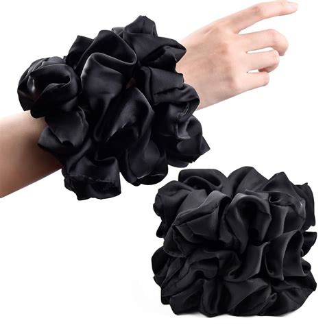 Ceelgon Black Big Scrunchies For Women 6 3inches Large