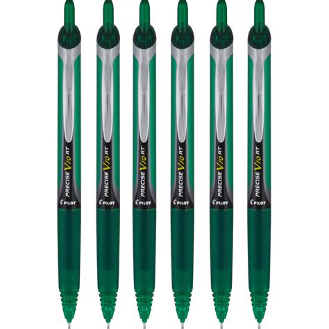 Pilot Precise V10 Rt Retractable Liquid Ink Rollerball Pens Bold Point 10mm Green Ink 6