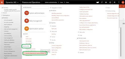 how to use security diagnostics for task recording in dynamics 365