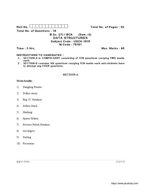 bsc bca 3 sem it data structures 78181 jan 2021 pdf
