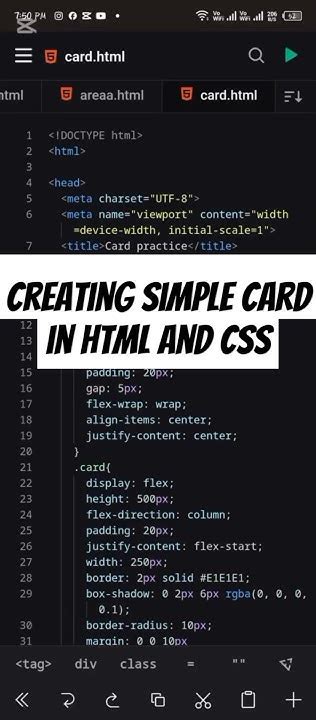 Create A Simple Card Using Html And Css Web Design For Beginners Shorts Htmlcss