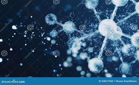 Abstract Molecular Structure On Blue Background Science Concept Stock
