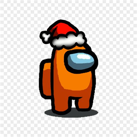 Hd Orange Among Us Character With Santa Hat Png Citypng
