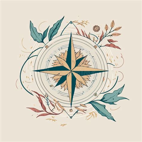 Compass Wind Rose In Stylized And Colored Illustration Stock