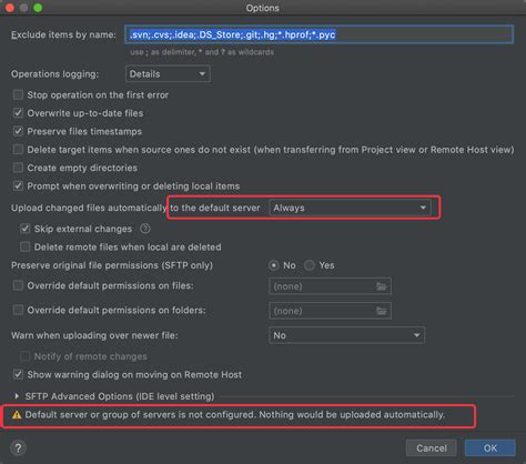 Default Server Or Group Of Server Is Not Configured Nothing Would Be Uploaded Automatically