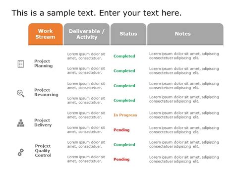 task completion status powerpoint template project management