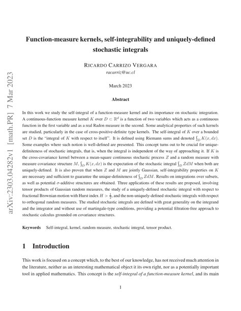 pdf function measure kernels self integrability and uniquely defined