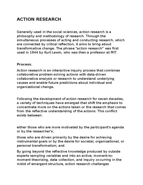 Action Research Action Research Generally Used In The Social Sciences Action Research Is A