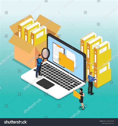 Electronic File Organization Service Isometric 3d Stock Vector Royalty Free 2230193195
