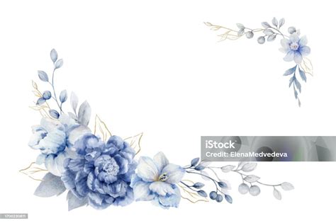 수채화 벡터 먼지 투성이의 푸른 꽃 프레임 겨울 꽃의 이미지와 섬세한 클립 아트 청첩장 날짜 저장 인쇄 가능 가정 장식에
