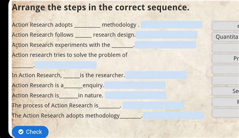 solved arrange the steps in the correct sequence action