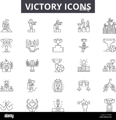 Victory Line Icons Signs Set Vector Victory Outline Concept