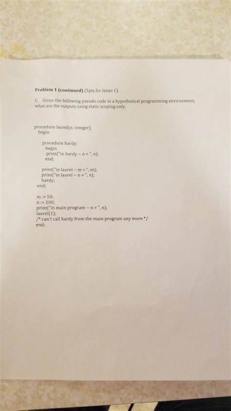 Solved Problem 1 Continued 5pts For Letter C C Given Chegg Com