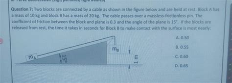 Solved Question Two Blocks Are Connected By A Cable As Chegg