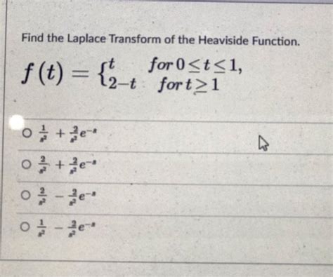 Solved Ft Find The Laplace Transform Of The Heaviside