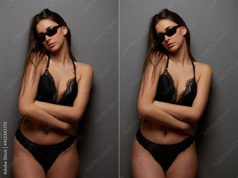 before after processing woman before and after retouch comparison