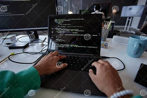Programmer Typing Codes On Laptop Stock Image Image Of Website