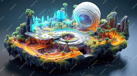 Premium Ai Image Technology Voxel Nano Structure Illustration Background Design 3d Science
