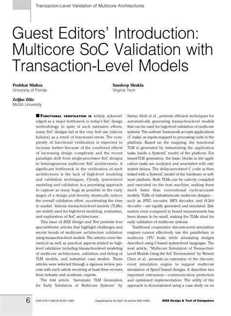 Pdf Guest Editors Introduction Multicore Soc Validation With