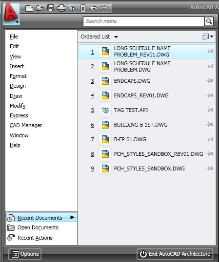 The Architect S Desktop AutoCAD Architecture UI Changes Part The Application Menu