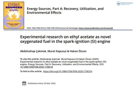 Pdf Experimental Research On Ethyl Acetate As Novel Oxygenated Fuel In The Spark Ignition Si