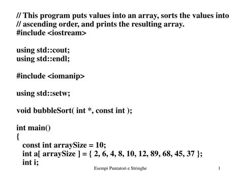 Ppt This Program Puts Values Into An Array Sorts The Values Into