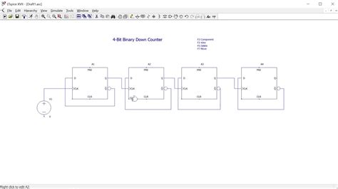 4 Bit Binary Down Counter Using D Type Flip Flops In Ltspice Youtube