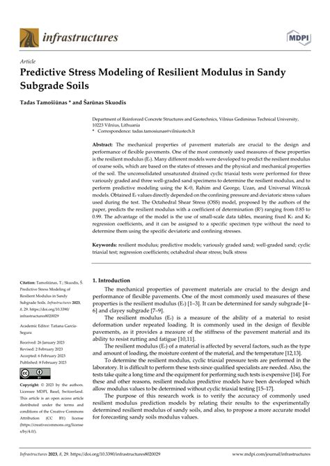 Pdf Predictive Stress Modeling Of Resilient Modulus In Sandy Subgrade