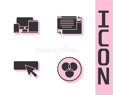 Set RGB And CMYK Color Mixing Monitor Mobile Tablet UI UX Design And Icon Vector Stock