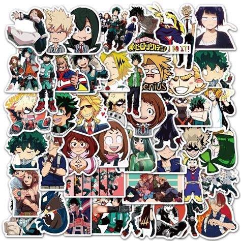 50 Pcs My Hero Academia Anime Handmade Stickers For Luggage Laptop Bike Skateboard Stickers