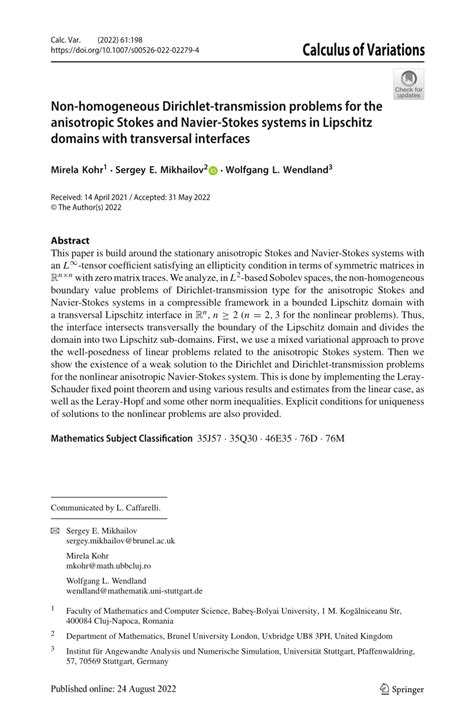 Pdf Non Homogeneous Dirichlet Transmission Problems For The