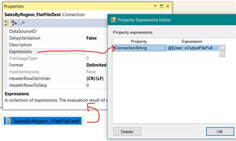 how to create multiple flat file destinations for each region data from