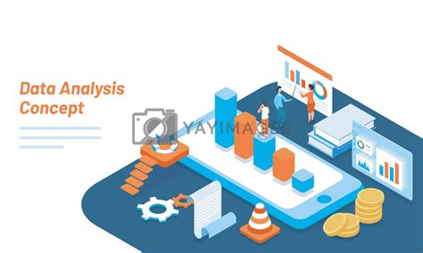 Data Analysis Responsive Web Template Design With Isometric Bar By Aispl Vectors Illustrations