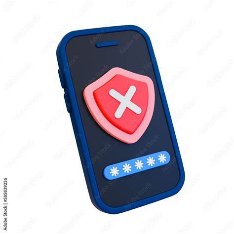 3d Minimal Security System User Authentication Identity Verification Fail Smartphone With