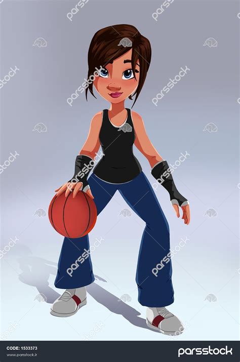 دختر خجالتی زیبا ورزشکار بسکتبال نقاشی دیجیتال 1533373