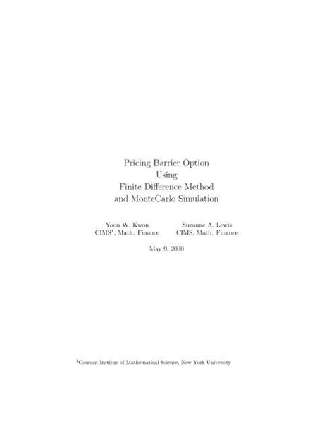 Pricing Barrier Option Using Finite Difference Method Global Risk