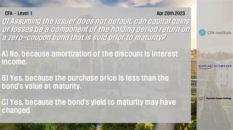 [cfa lv1] 2023년 4월 28일 연습문제 해설 q assuming the issuer does not default