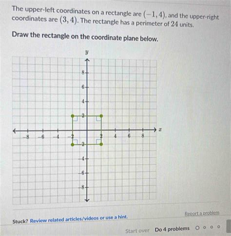 solved the upper left coordinates on a rectangle are 1 4 and the