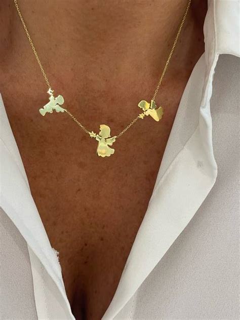 BİR ANNE BİR KIZ VE BİR OĞLAN KOLYESİ GOLD Satın Al Shinebypin