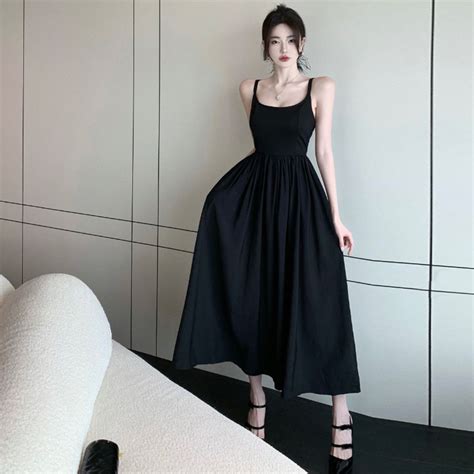 블랙 스트랩 서스팬더 스윙 롱원피스