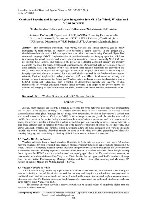 pdf combined security and integrity agent integration into ns 2 for