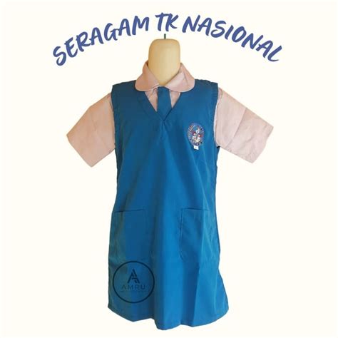 Jual Seragam Sekolah Tk Nasiaonal Biru Putih Cewek Terusan Dress