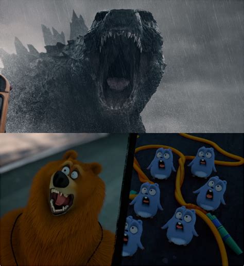 Godzilla Scares Grizzy And Lemmings By Justiceavenger On Deviantart