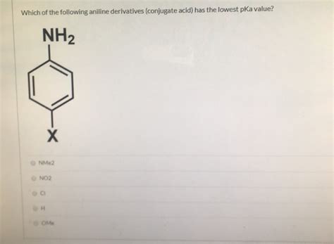Solved Which of the following aniline derivatives (conjugate | Chegg.com